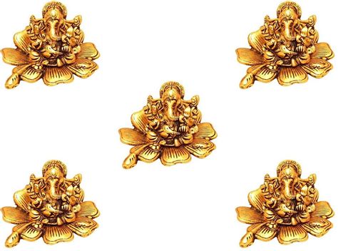 Goldtideas Oxidized Gold Plated Flower Ganesha Idol For T