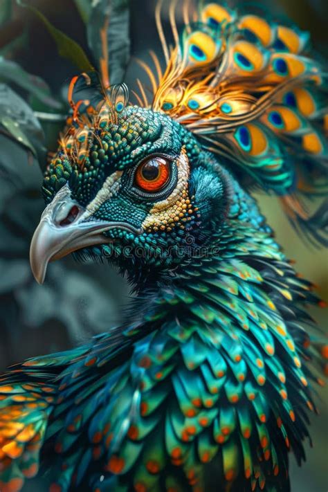 A Stunning Illustration Of A Fantasy Peacock Showcasing The Beauty Of