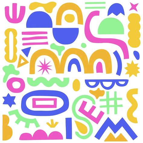 premium vector abstract colorful geometric shape doodles on white