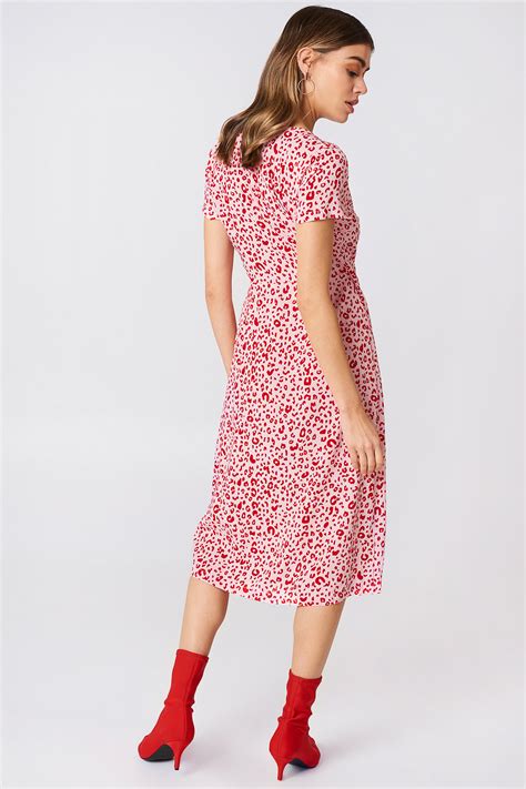 V Neck Overlap Dress Multicolor Na