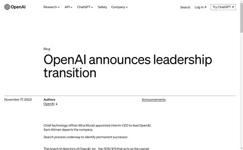 Comment Section For Openai Announces Leadership Transition Comment On
