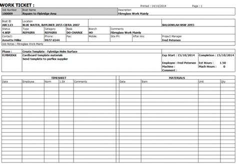 Repair Work Work Ticket InterAcct