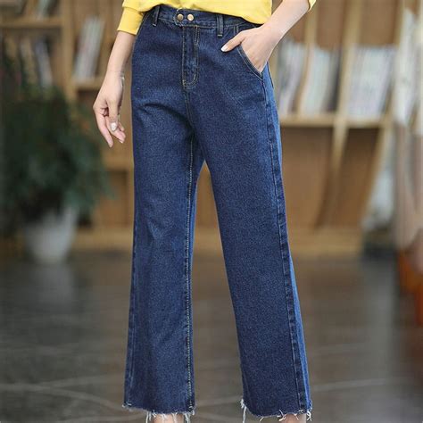 Calça Jeans Feminina Folgada Primavera Nove Pontos Calças Largas Calças