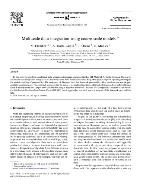 Pdf Multiscale Data Integration Using Coarse Scale Models