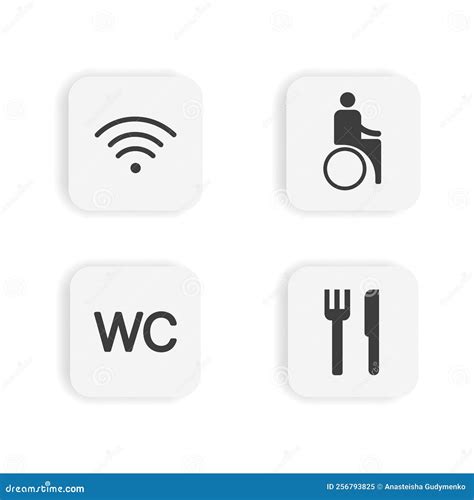 Wayfinding Signage Set Of Vector Line Icons Used In Wayfinding System