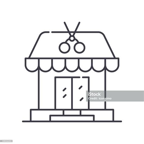 理髮店概念圖示線性隔離插圖細線向量網頁設計符號輪廓概念符號與可編輯的描邊在白色背景向量圖形及更多一組物體圖片 一組物體 上唇鬍鬚 切斷