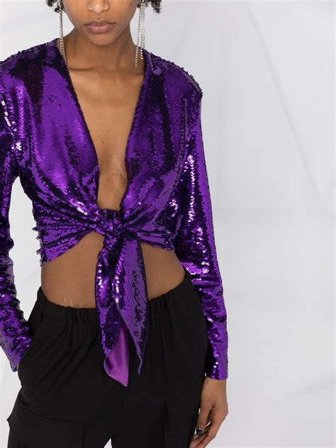 TOM FORD Tie Fastening Sequinned Blouse Purple FARFETCH