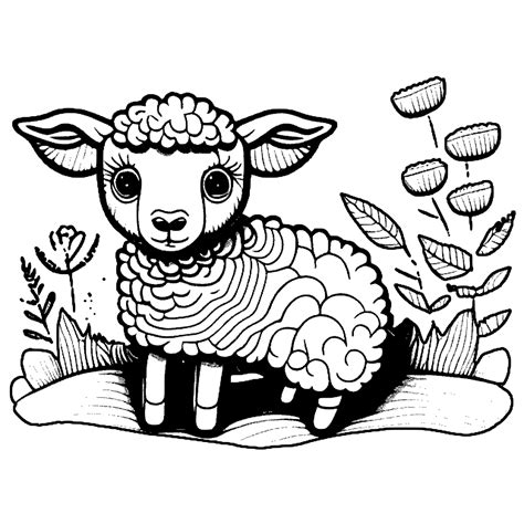 Sheep Coloring Page · Creative Fabrica