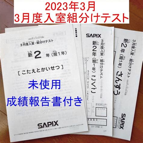 新品 サピックス 2023年3月 新2年 新小2 3月度入室組分けテスト メルカリ