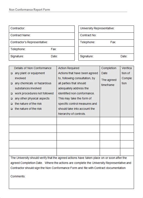 Sample Non Conformance Report Template 10 Free Word Pdf Documents