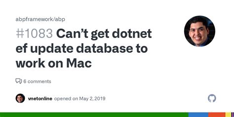 Cant Get Dotnet Ef Update Database To Work On Mac · Issue 1083