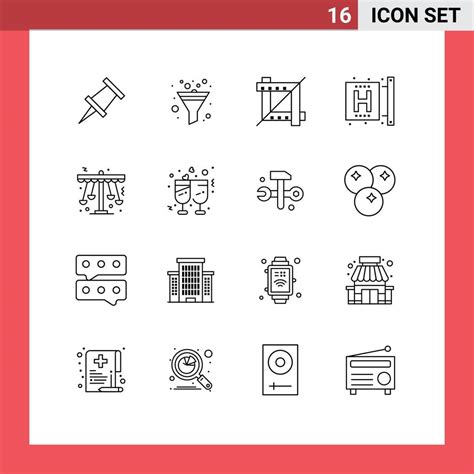 16 User Interface Outline Pack Of Modern Signs And Symbols Of Entertainment Play Center Swing