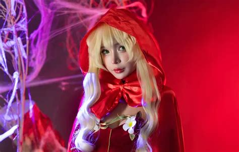 Wallpaper Beautiful Model Cosplay Look Asia Umeko J Japen Red