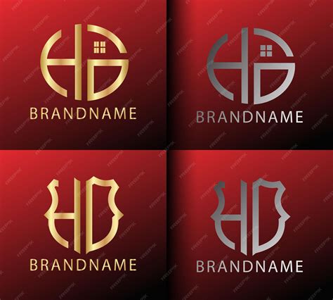 Современная монограмма начальная буква Hd шаблон дизайна логотипа Премиум векторы