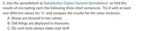 5 Use The Spreadsheet At Substitution Cipher General
