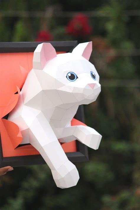 Buy Cat Papercraft SVG And PDF DIY Papercraft Cat Model Template Origami Cat Cat Low Poly