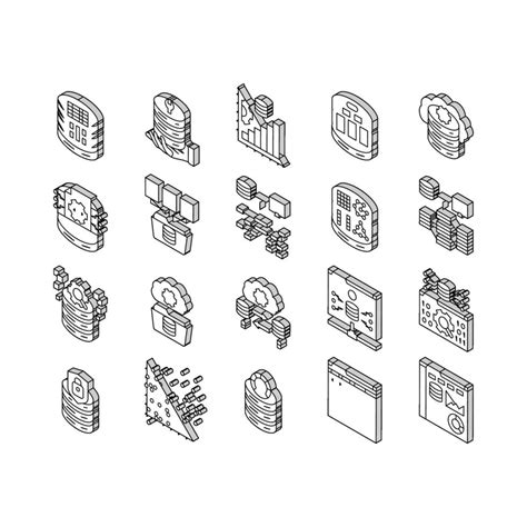 Database Administrator Server Isometric Icons Set Vector 39840571