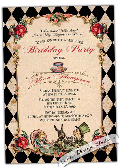 Sweet 16 Vintage Alice In Wonderland Birthday Invitation Artofit