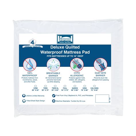Deluxe Quilted Waterproof Mattress Pad — Bargoose Home Textiles Inc