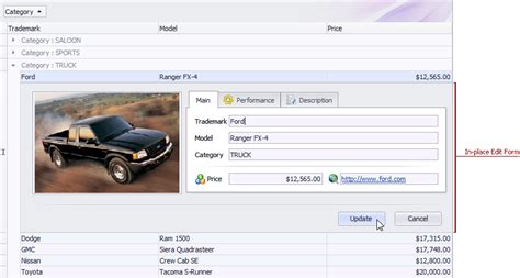 Data Editing Using Inplace Edit Forms VCL DevExpress Documentation
