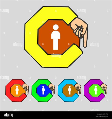Human Sign Icon Man Person Symbol Male Toilet Set Colour Buttons