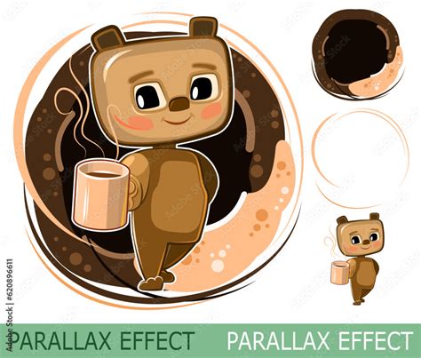 Kind Bear Treats You With Coffee Set Of Slides Create Parallax Image