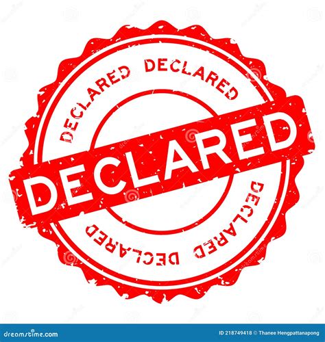Grunge Red Declared Word Round Rubber Stamp On White Background Stock
