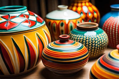 Premium Ai Image Colorful Pottery From The Collection Of The Pottery