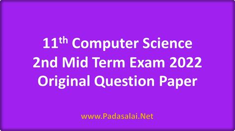 11th computer science 2nd mid term exam original question paper