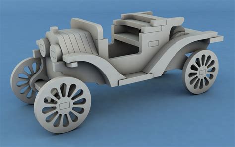 나무 복고풍 자동차 장난감 3d 모델 10 C4d Free3d