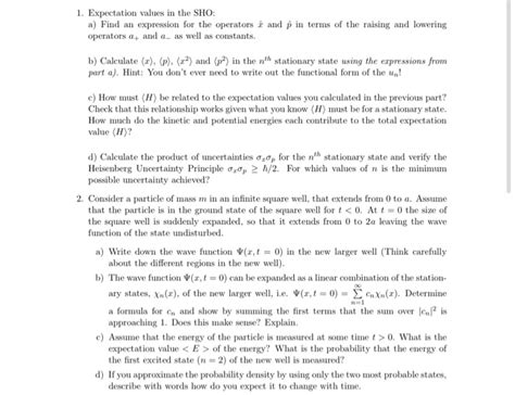 Solved 1 Expectation Values In The Sho A Find An