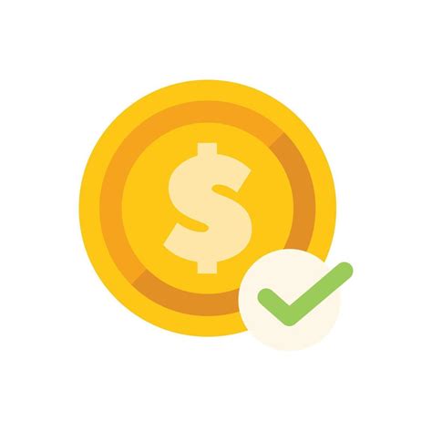 Green Check Mark Validating Dollar Coin Transaction Vector Art