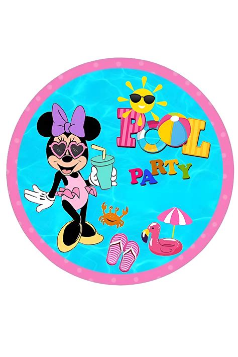 Painel Redondo Sublimado Festa Pool Party Minnie 1 501 50 Artofit