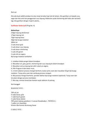 Resepi Roti Doc