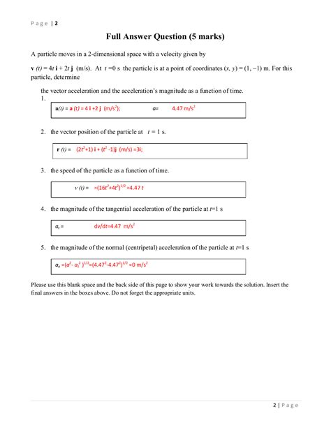 Solved A Particle Moves In A Dimensional Space With A Chegg