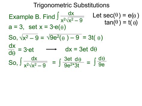 19 Trig Substitutions X Ppt