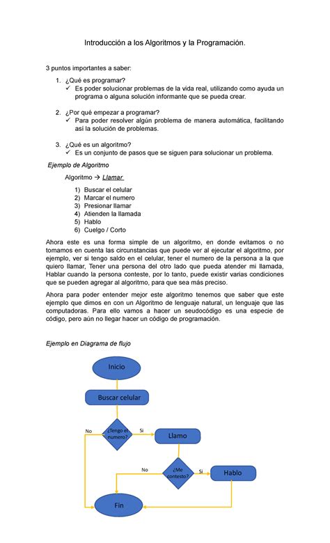 Introducción a los Algoritmos y la Programación puntos importantes a saber Qué es