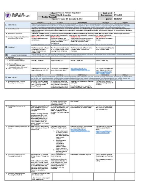 Dll Eng8 3rdq Week5 1 Pdf Learning Teachers