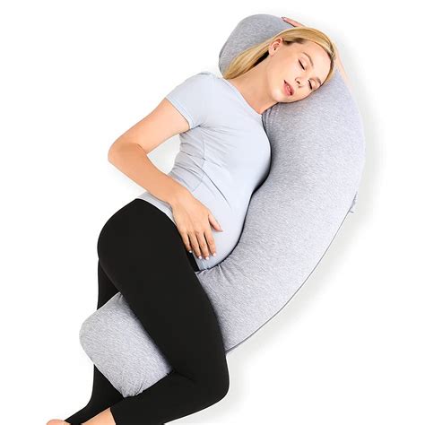 Pregnancy Pillows With Cooling Cover J Shaped Maternity Body Pillow