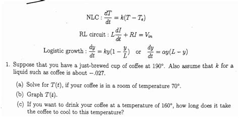 Solved NLC DT Dt K T T E RL Circuit L DI Dt RI Chegg Com