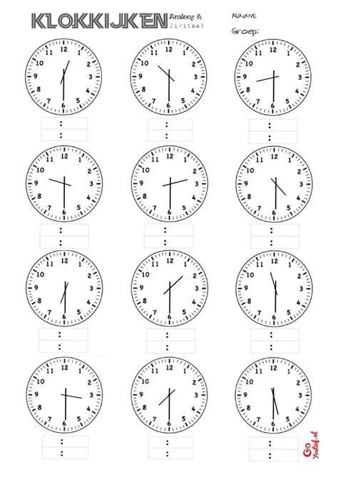 Klokkijken Analoog En Digitaal Werkblad Halve Uren Math 2 Maths