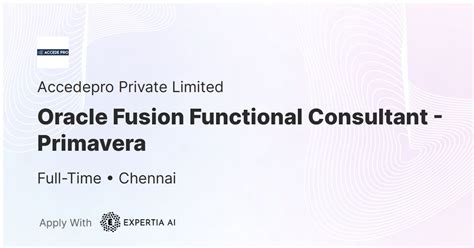Oracle Fusion Functional Consultant Primavera Job Chennai Senior