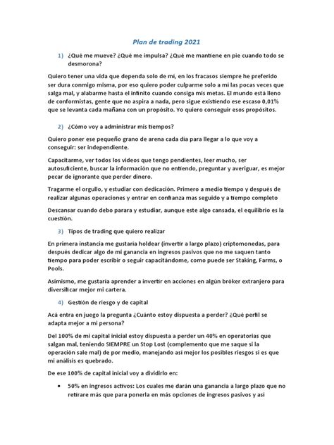 Plan De Trading 2021 Pdf