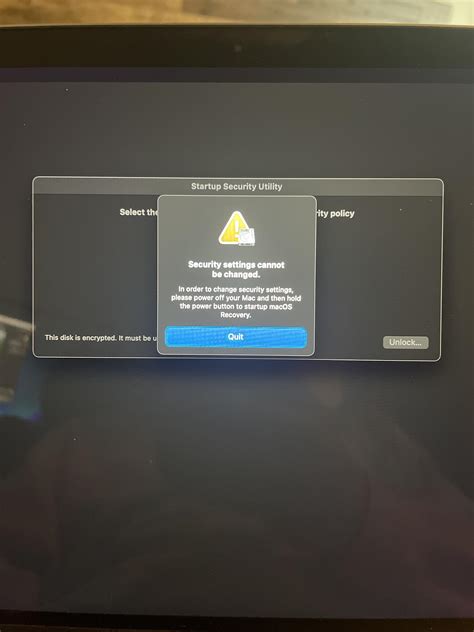 Cannot Access Startup Security Utility M1 MacBook Air Getting Error Shown In Photo R MacOS