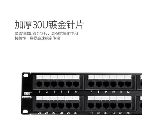Ndf 648 六类千兆网络配线架 工程级 48口 2u机架式高端30u镀金非屏蔽6类机柜网线配线架 网络配线架理线架 胜为 光通信网络布线系统方案服务商