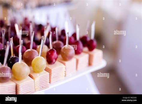 Light Snacks In A Plate On A Buffet Table Assorted Mini Canapes