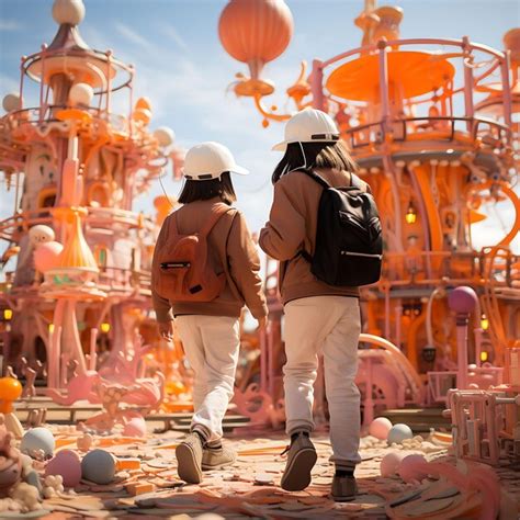 Premium Ai Image Photoshoot With Tilt Shift Style Of Twins Exploring An Augmented Realit