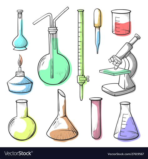 Laboratory Equipment Glassware Hand Drawn Vector Image