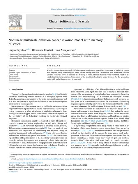 Pdf Nonlinear Multiscale Diffusion Cancer Invasion Model With Memory Of States