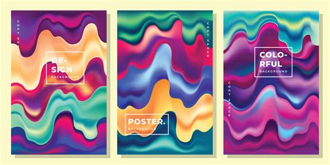 Colorful Abstract Wavy Liquid Background Template Copy Space Set Fluid Gradient Mesh Colour